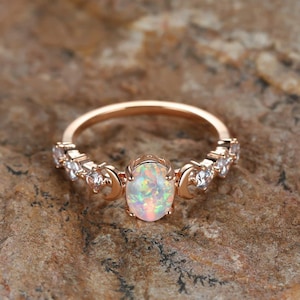 Women's Boho Fire Opal Rose Gold Dainty Crystal Gemstone - Etsy Australia
