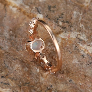 Women's Boho Fire Opal Rose Gold Dainty Crystal Gemstone - Etsy Australia