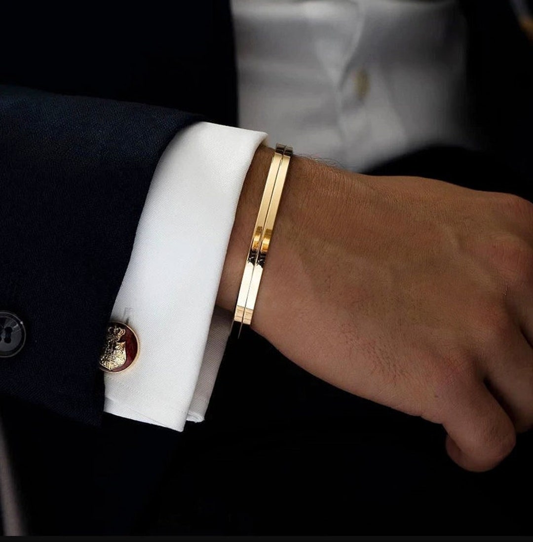 Mens Thin Stainless Steel Cuff Bracelet Minimalist Stainless - Etsy