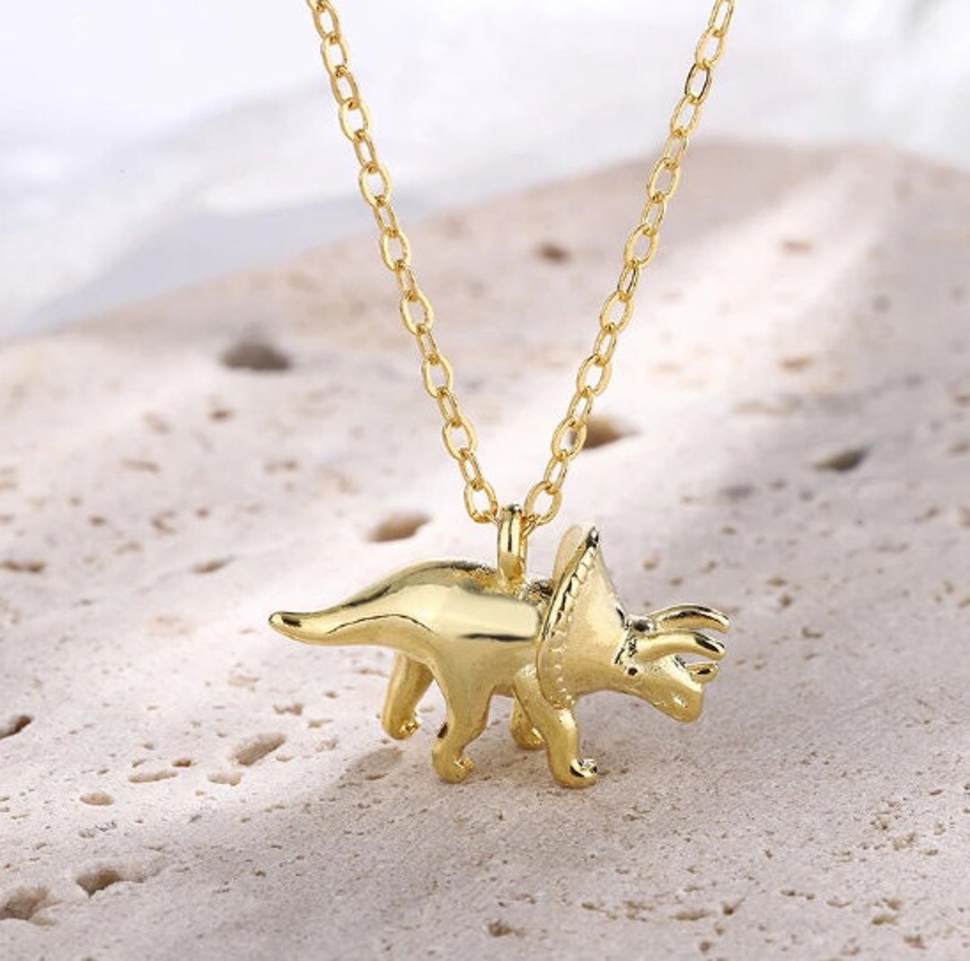 Gold Trisarahtops Dinosaur Necklace for Women Spring New Fine - Etsy