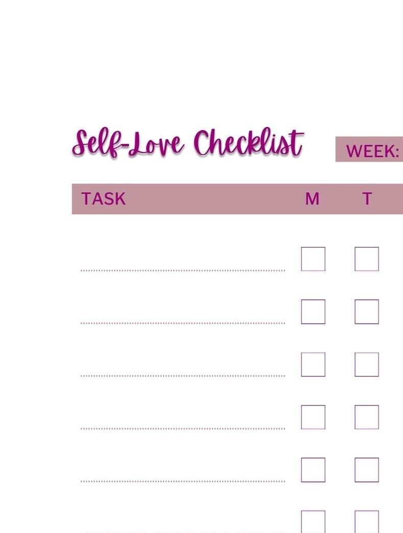 Self Love Checklist For Journaling Healthy Habbit Tracking Etsy