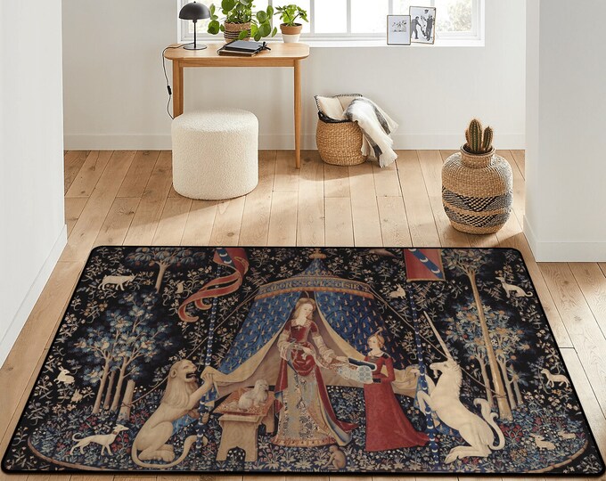 Medieval Unicorn Accent Rug Art Rug Sofa Area Rug - Etsy