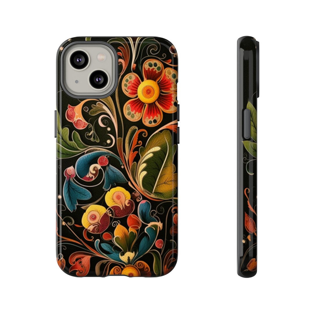 Vintage Look Rosemaling Phone Dual Layer Cases Scandinavian Painting ...