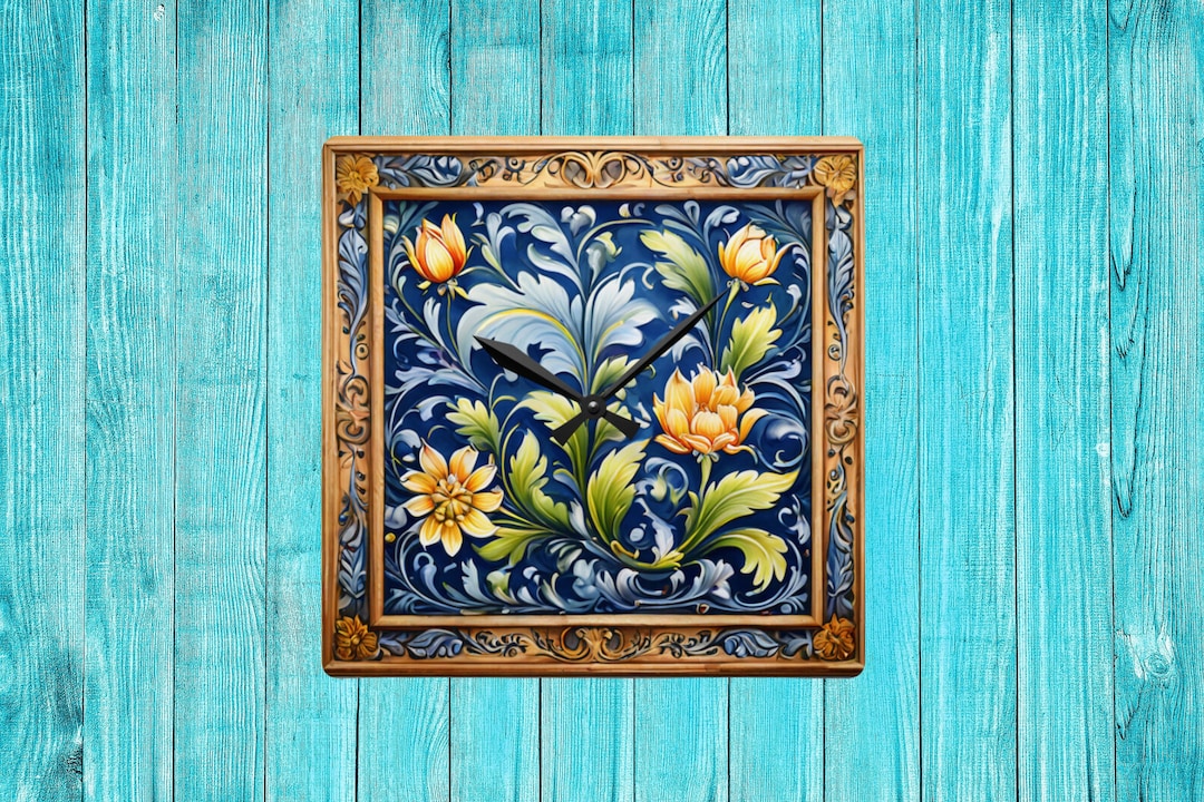 Vintage Scandinavian Look Rosemaling Acrylic Wall Art Clock ...