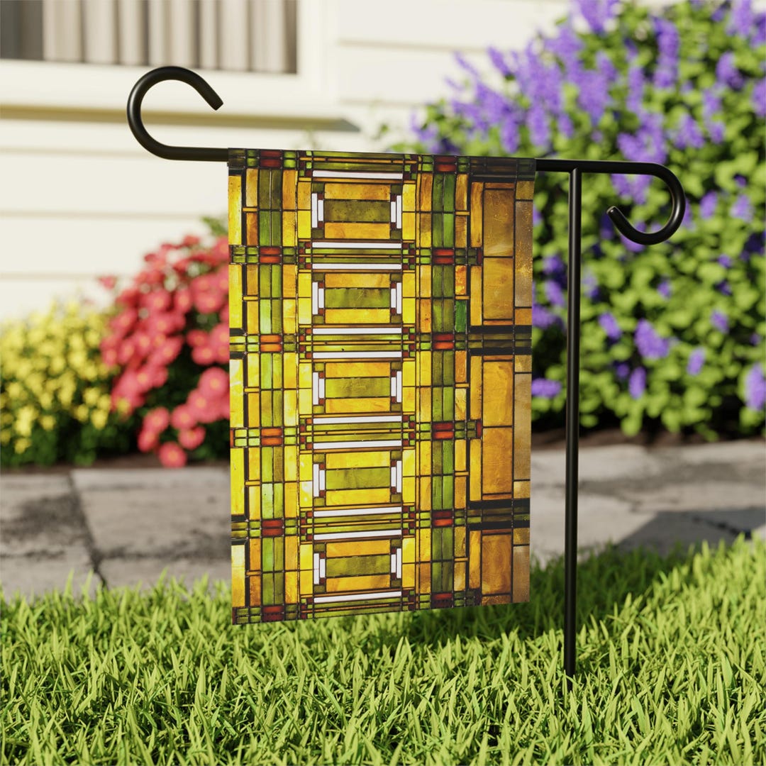 Stained Glass Look FLW Yard Flag Garden & House Banner | MCM Style ...
