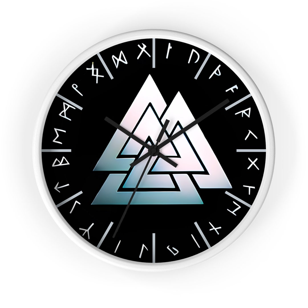 Valknut Wall Clock Silver Norse Viking Scandinavian Swedish Norwegian ...