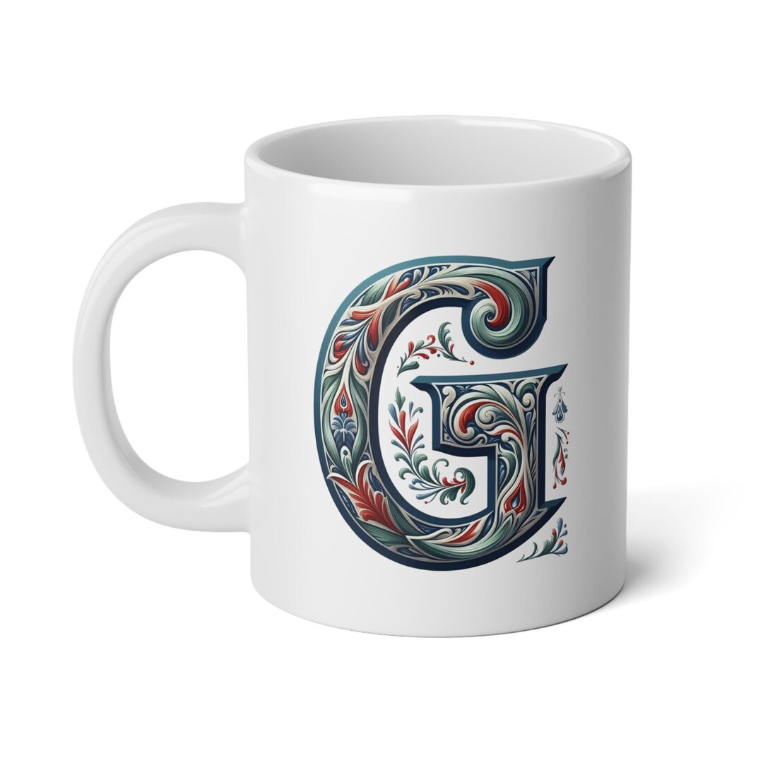 Rosemaling Letter G Jumbo Mug, 20oz - Norwegian Rosemaled Swedish ...