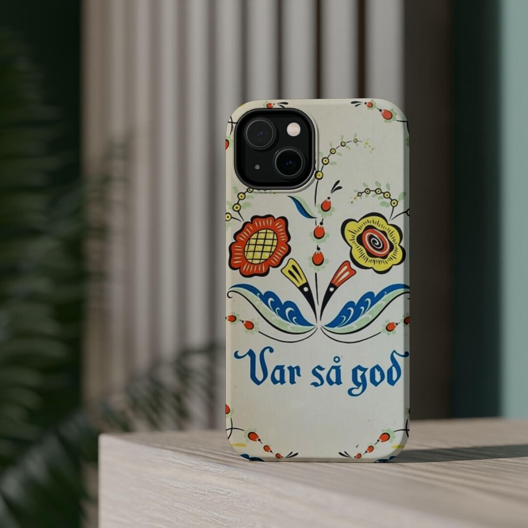 MAGSAFE Vintage Look Rosemaling Berggren Style Dual Layer Phone Cases ...