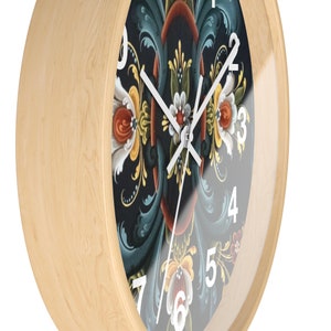 Rosemaling Wall Clock Scandinavian Norwegian Rosemaled Swedish Telemark ...