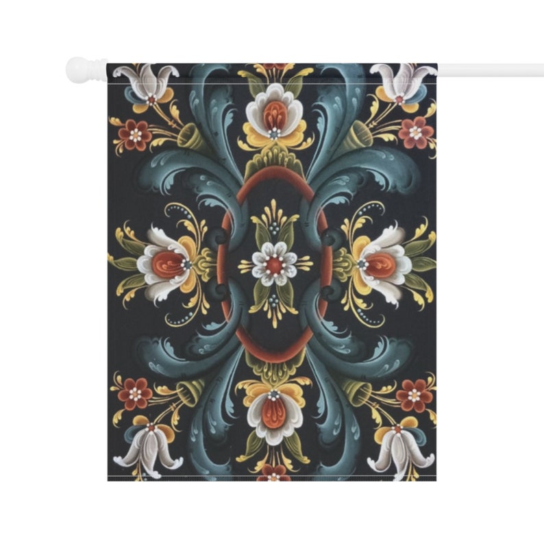 Rosemaling Garden & House Banner Norwegian Scandinavian Rosemale Yard ...