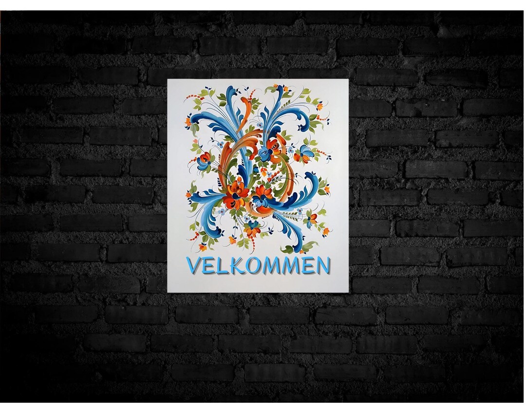 Metal Art Sign, Velkommen Scandinavian WELCOME Swedish Norwegian Decor ...
