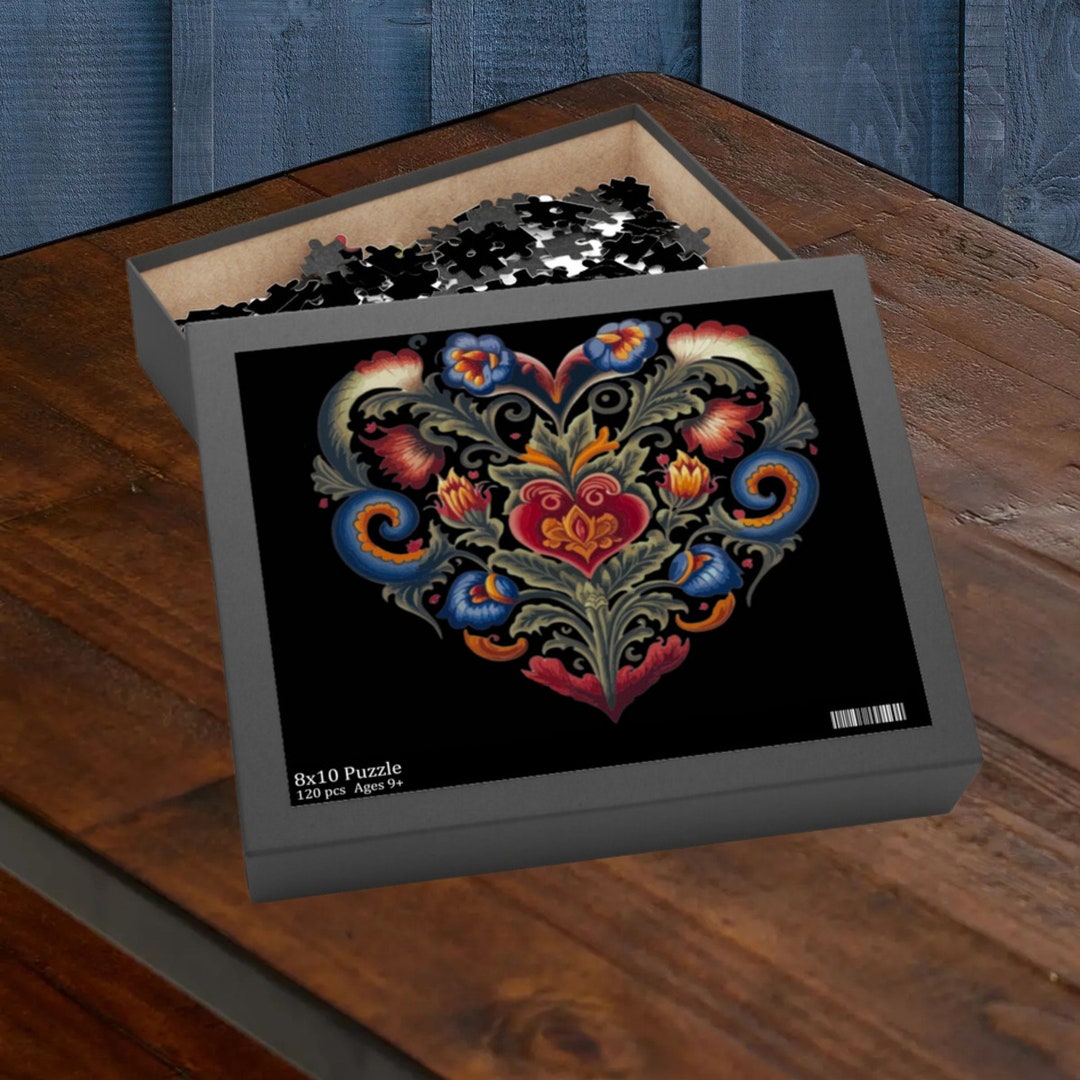 Rosemaling HEART Jigsaw Puzzle 3 Sizes Classic Swedish GIFT ...