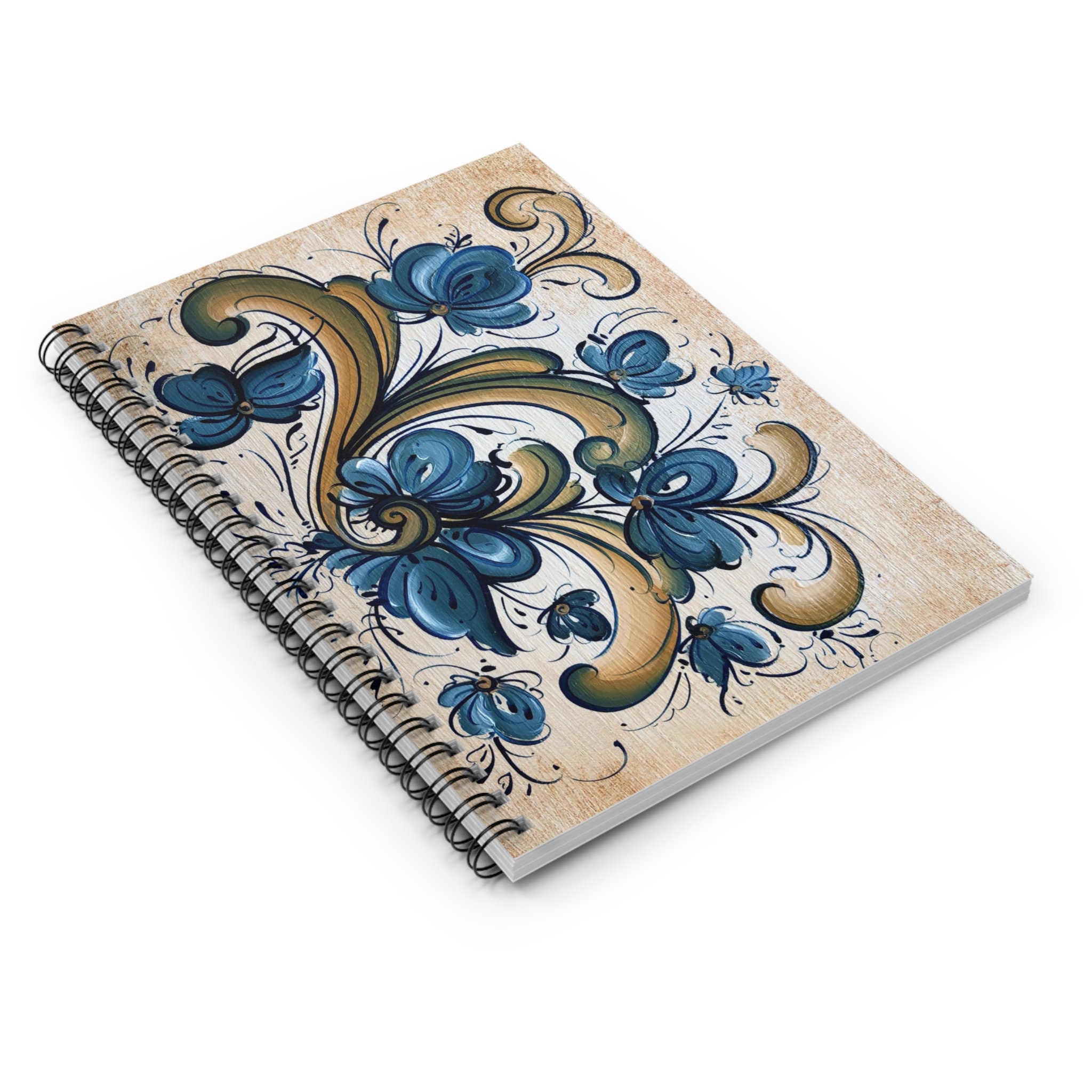 Scandinavian Rosemaling Spiral Bound Notebook Ruled Line, Norwegian ...