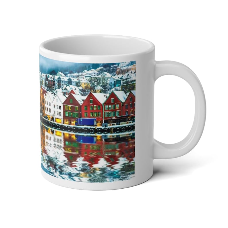 Bergen Norway Jumbo Mug Norwegian Waterfront Fiords Ceramic Cup Kitchen ...