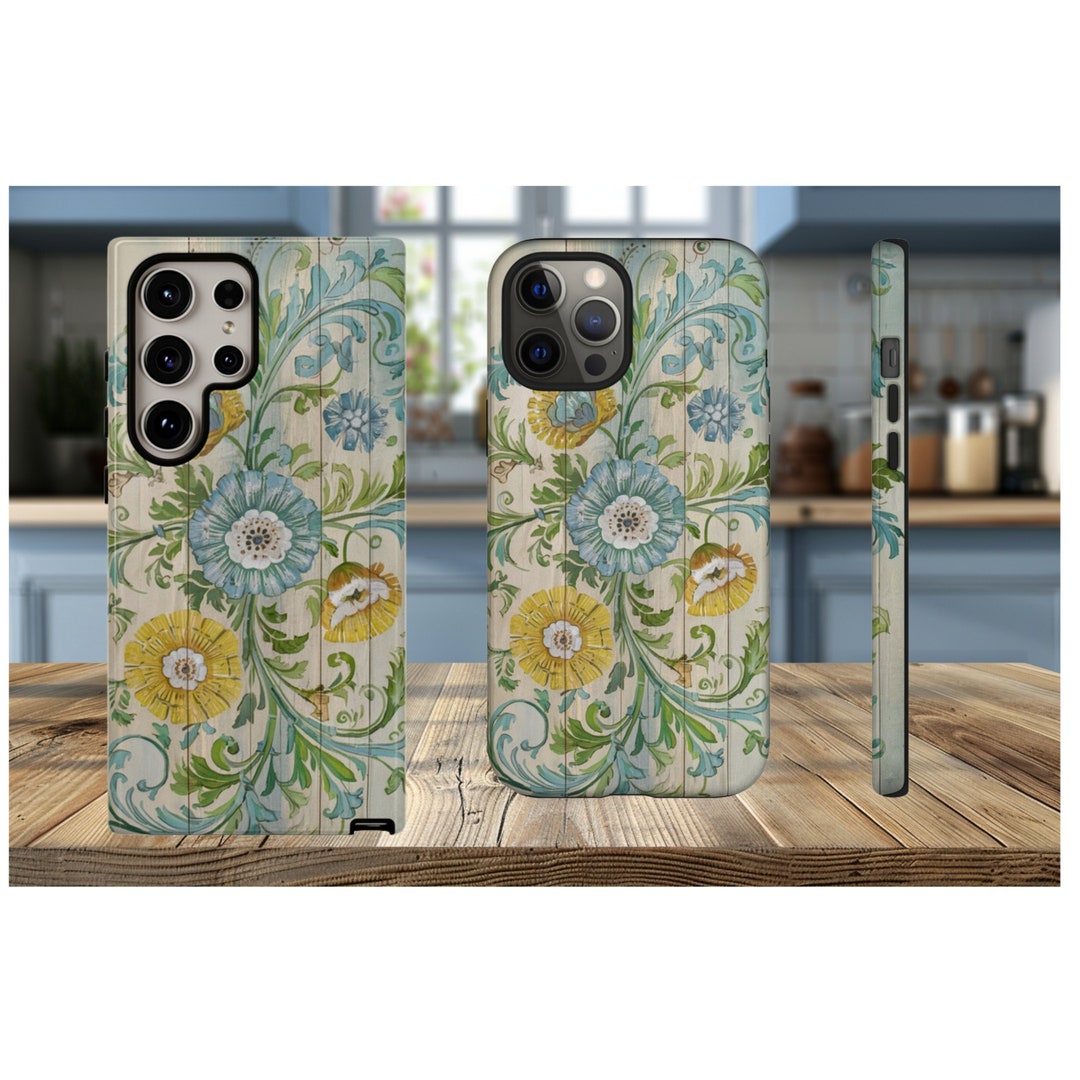 NEW Weathered ROSEMALING Phone Case Vintage Wood Look Rosemaling Print ...