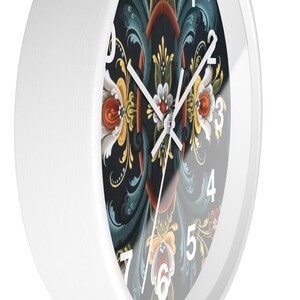 Rosemaling Wall Clock Scandinavian Norwegian Rosemaled Swedish Telemark ...