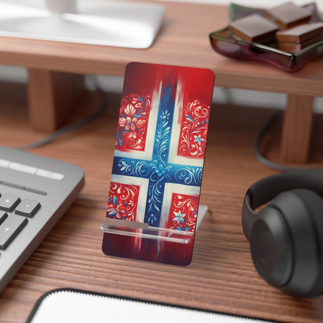 Norwegian Flag Cell Phone Stand, Classic Scandinavian Phone Holder for ...