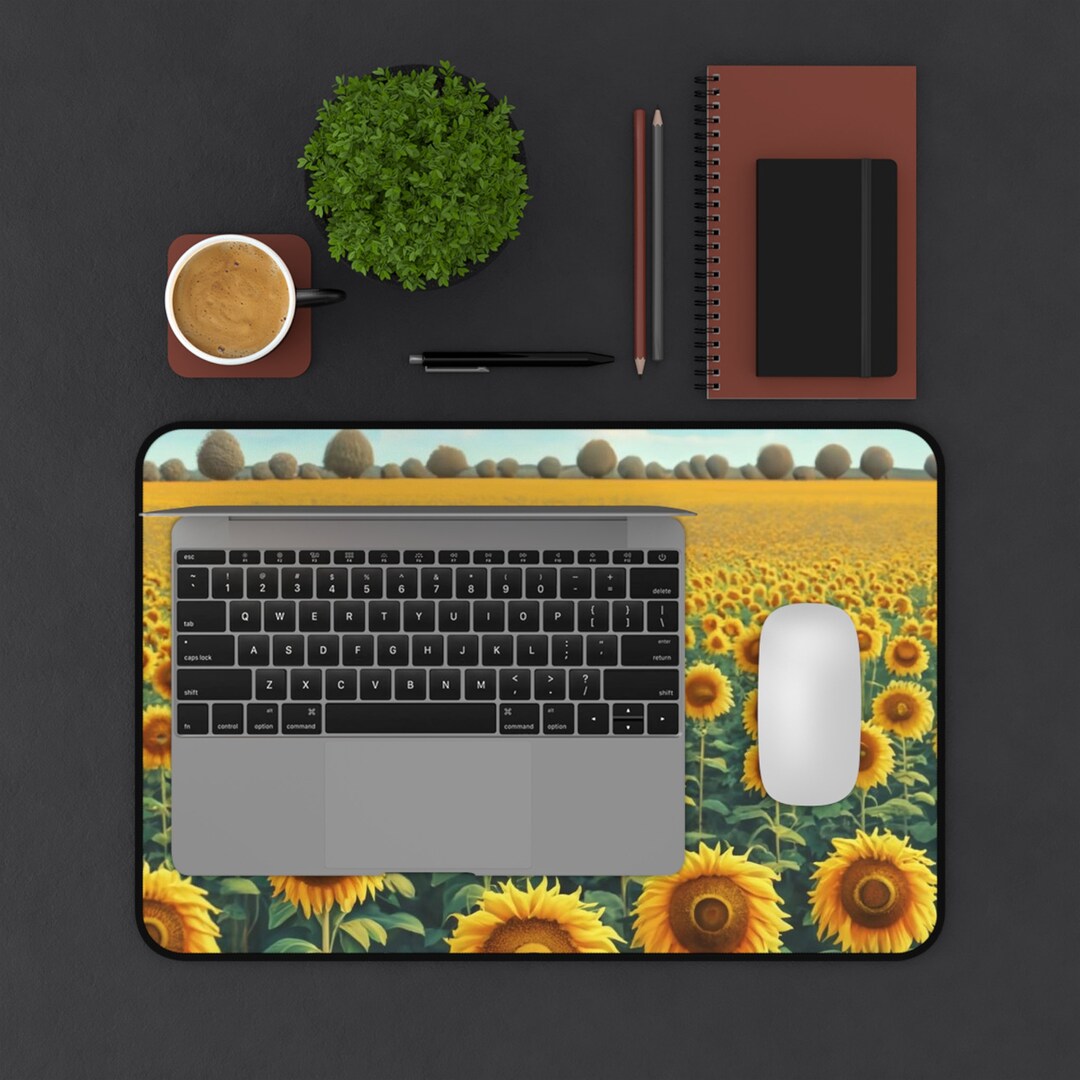 Sunflowers Desk Mat Choice of 3 Sizes Filed of Flowers Floral Deskmat ...
