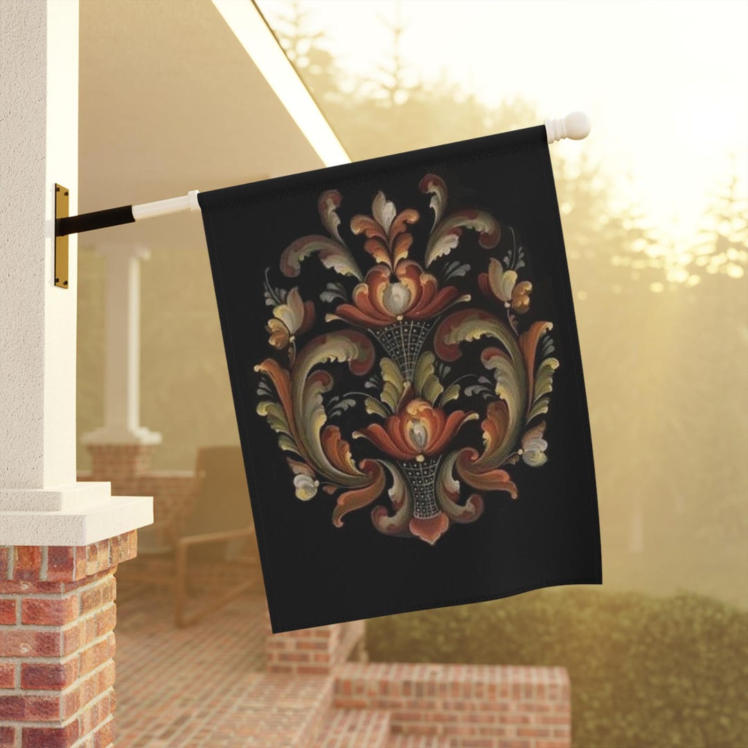 Scandinavian Inspired Garden & House Banner Customizable Rosemaling ...