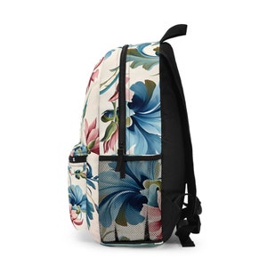 Pink Floral Rosemaling Backpack Floral Waterproof Norwegian ...