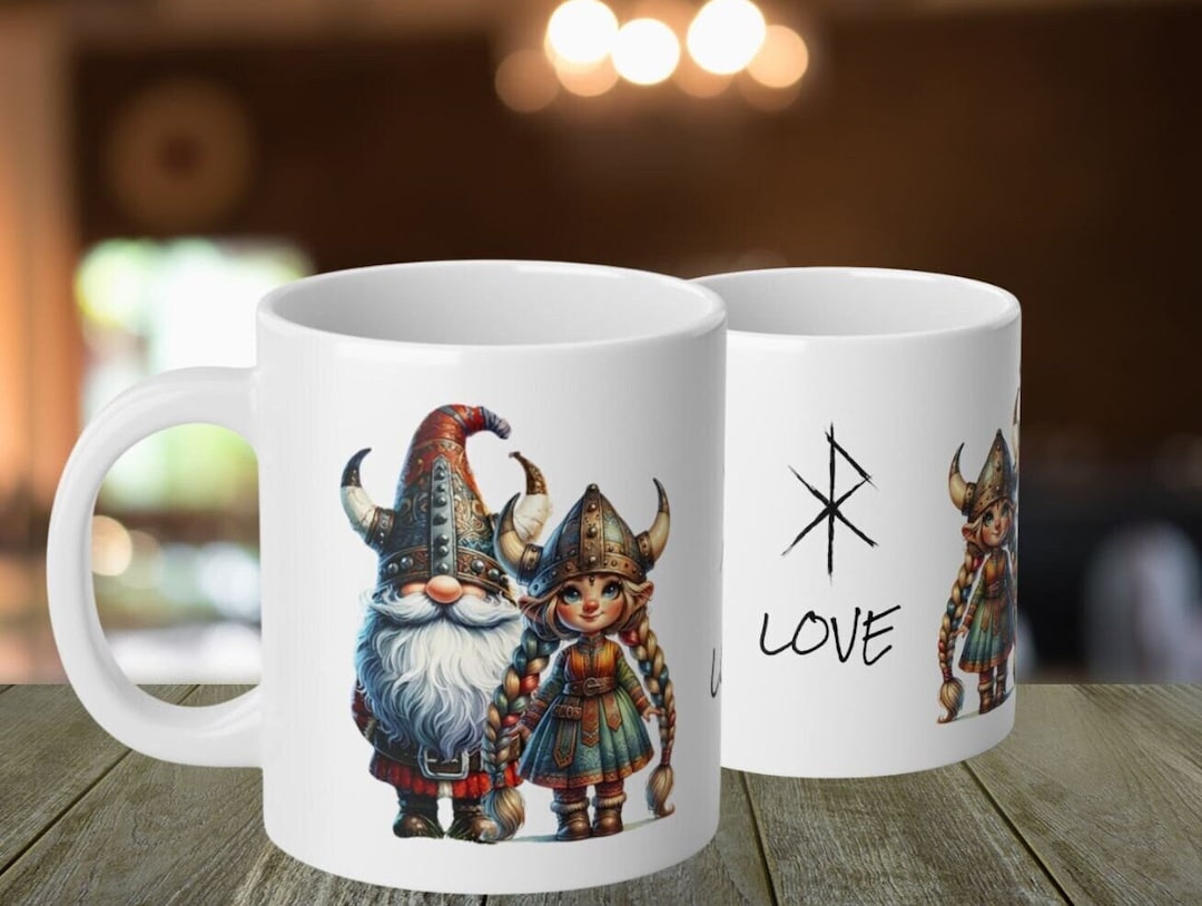 Viking Gnome Couple Mug: Norse Love Rune, Jumbo 20oz - Etsy