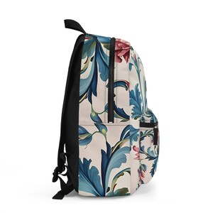 Pink Floral Rosemaling Backpack Floral Waterproof Norwegian ...
