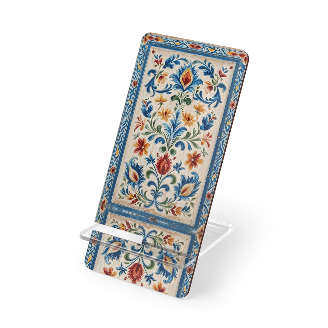 Rosemaling Cell Phone Stand, Vintage Look Norwegian Phone Holder for ...