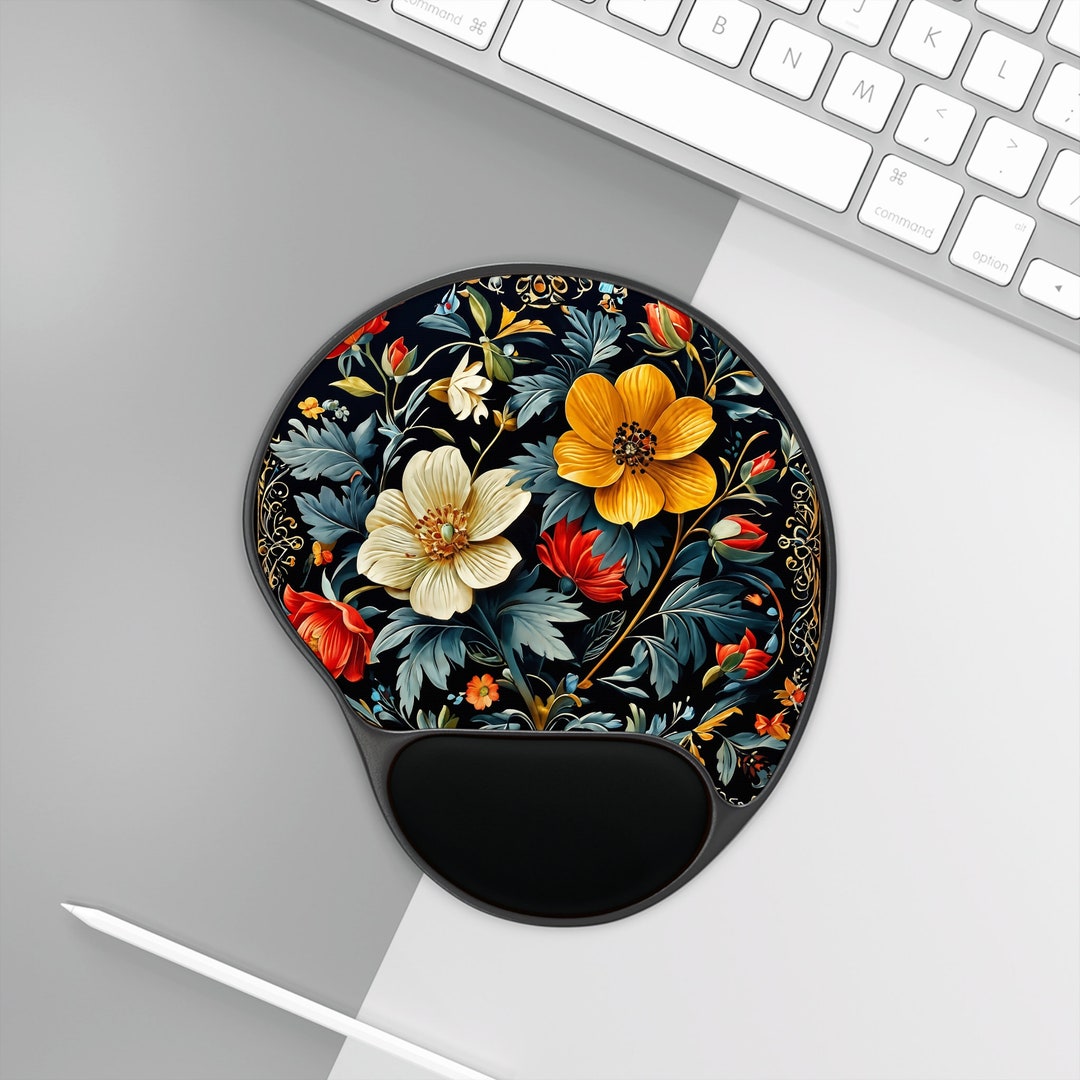 Floral Mouse Pad Memory Foam Wrist Rest Computer PC Rosemaling Design ...