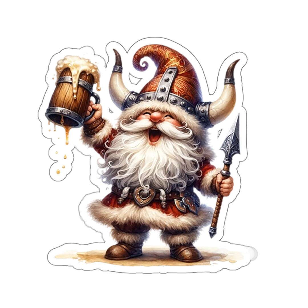 Viking Warrior Gnome Kiss-cut Sticker, Scandinavian Swedish Norwegian ...