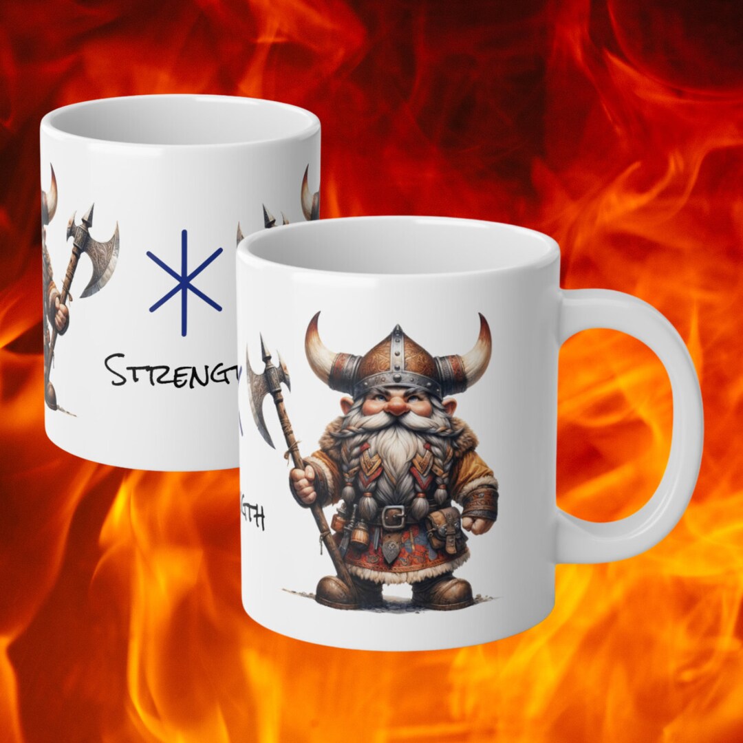 Viking Gnome Jumbo Mug: Strength Rune, Norse Decor (20oz) - Etsy