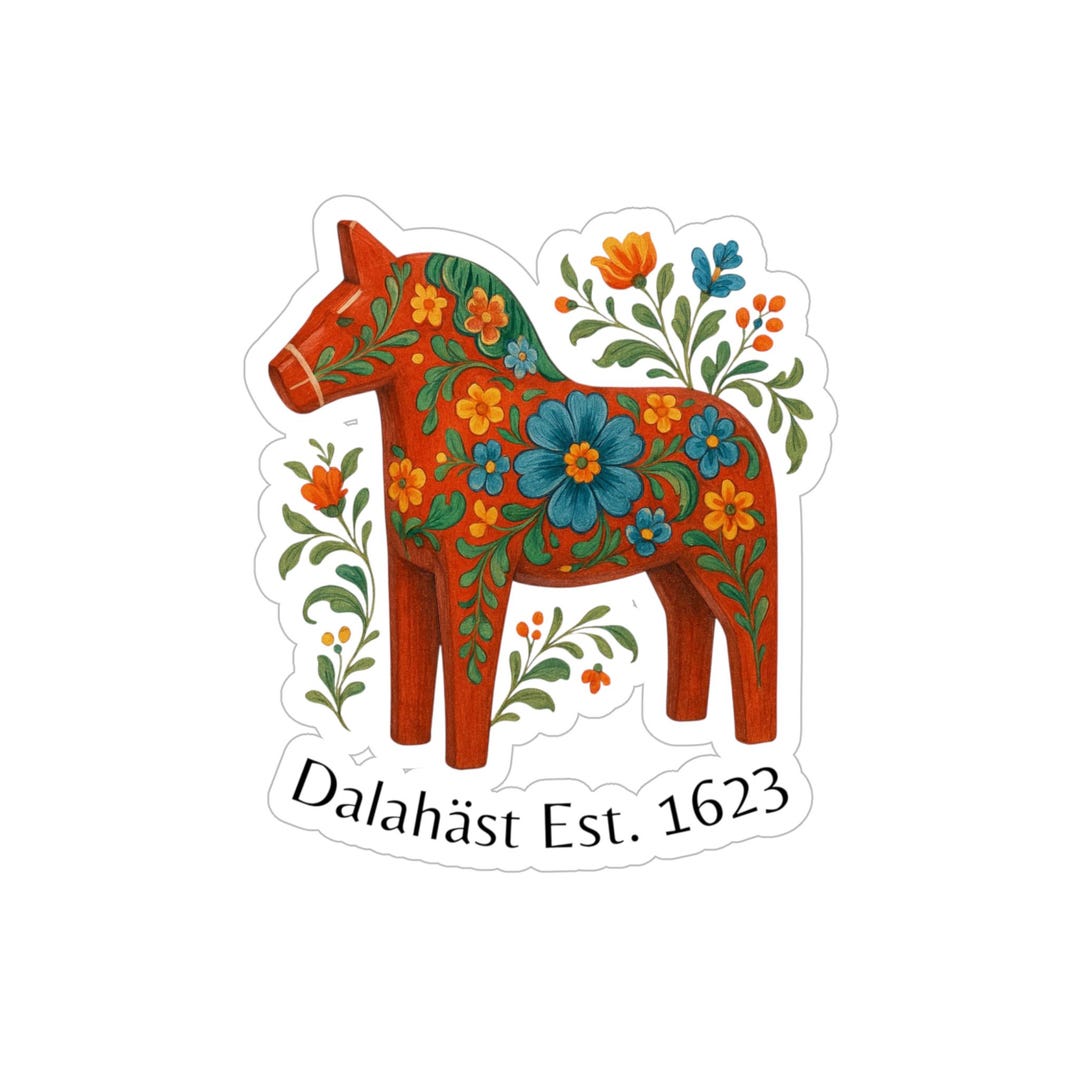 Dalahäst Sticker, Scandi Die-cut Outdoor Vinyl Decal, Fun Scandinavian ...