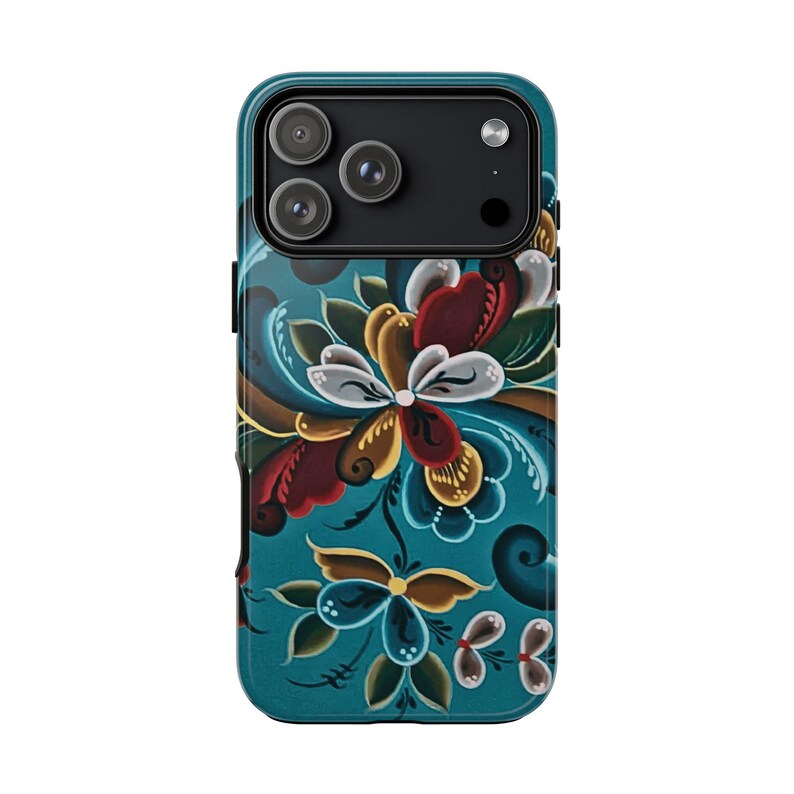Blue ROSEMALING Phone Case - Vintage Look Rosemaling Print Scandinavian ...