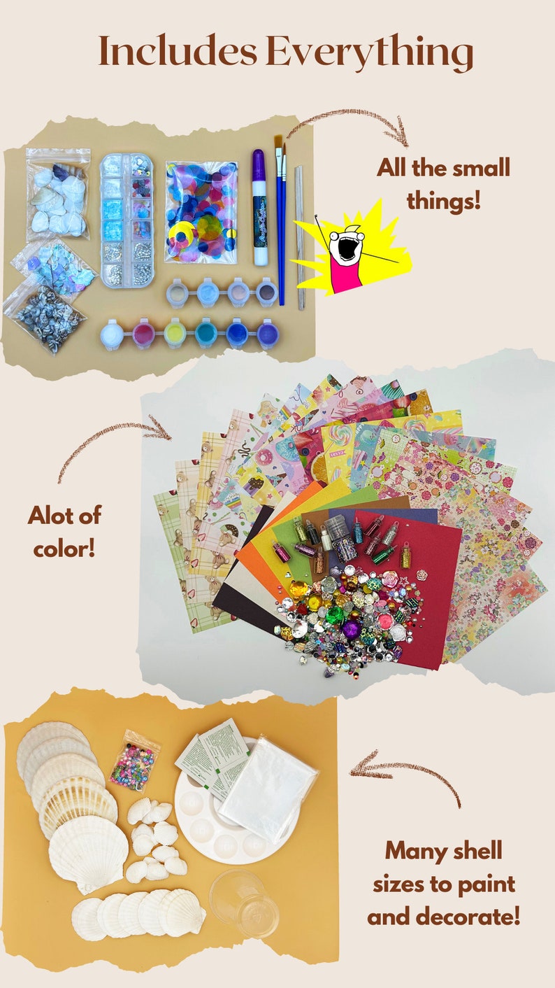 DIY Sea Shell Painting Kit – Kids Craft Box With Paint, Glitter, Pearls ...