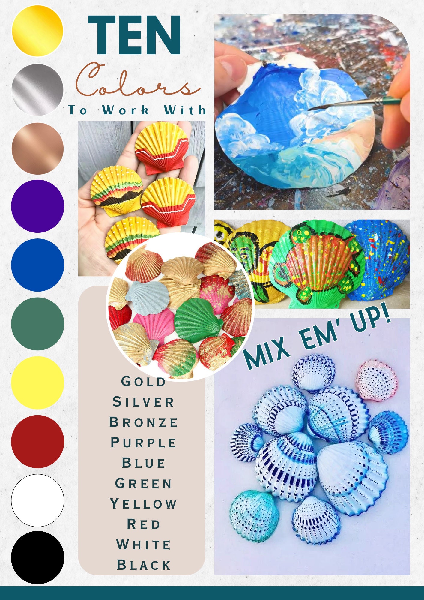 DIY Sea Shell Painting Kit – Kids Craft Box With Paint, Glitter, Pearls ...