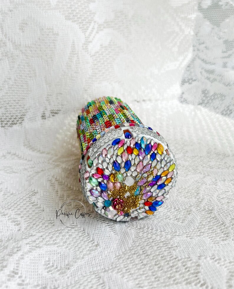 Sparkling Rhinestone & Pearl Pill Storage Bottle Handmade Crystallized ...