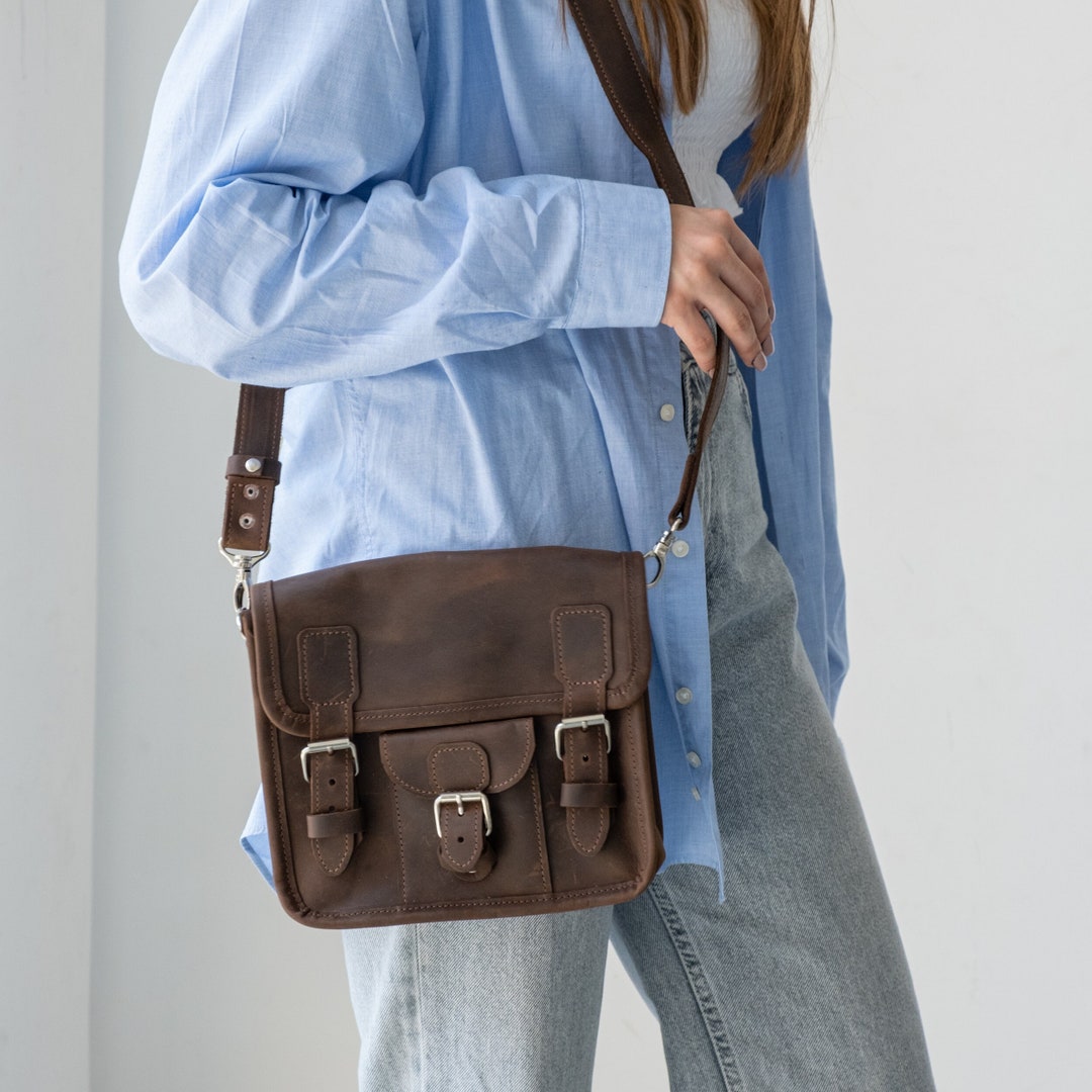 Leather Crossbody Satchel Bag, Small Messenger Bag Women, Handmade ...