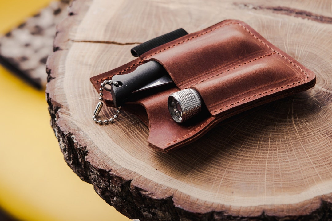 Leather Edc Pocket Organizer, Leather Edc Caddy, Edc Leather Pouch, Leather Pocket Slip, Leather ...