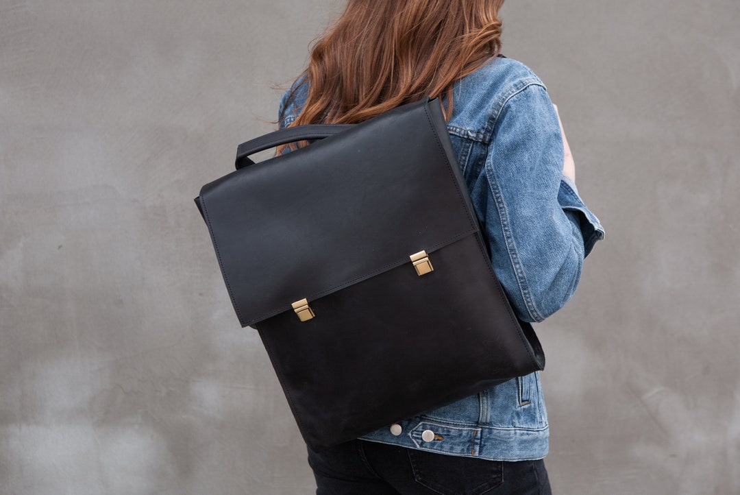 Leather Messenger Bag Backpack, Convertible Backpack Purse, Business ...