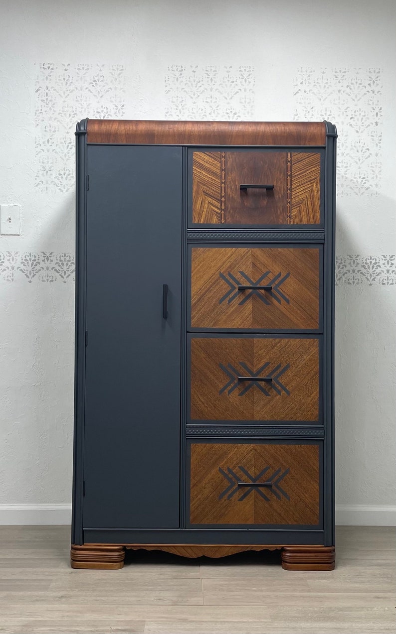 Soldgorgeous Vintage Art Deco Waterfall Armoire wardrobe-chifferobefree ...