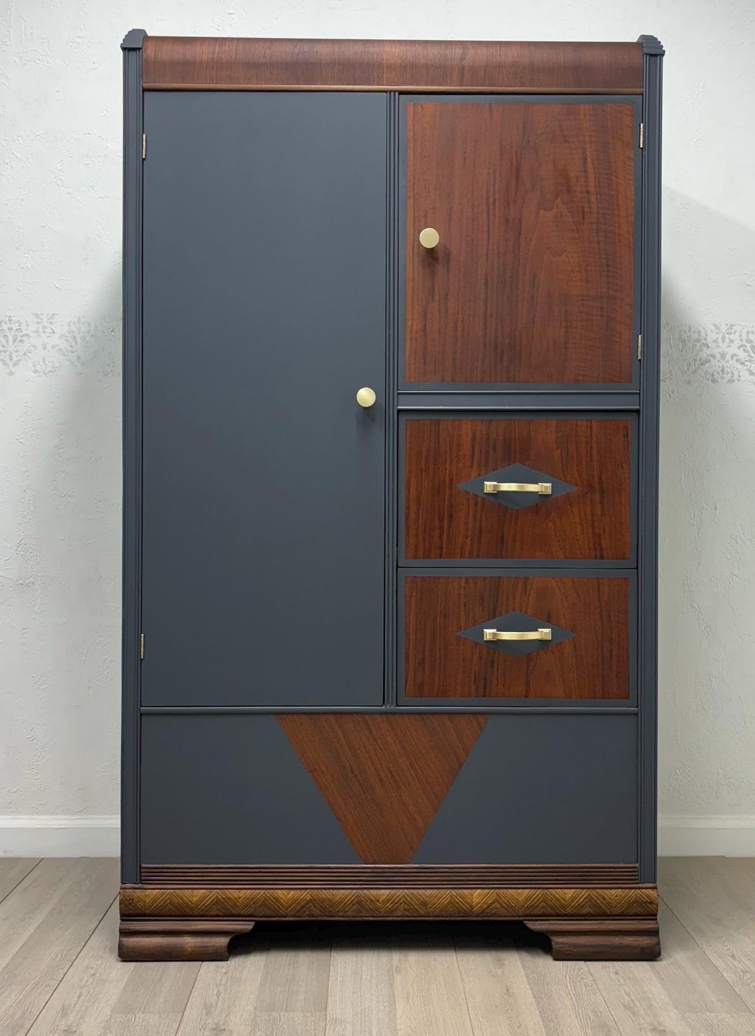 Gorgeous 1950s Vintage Art Deco Waterfall Armoire -wardrobe-chifferobe ...