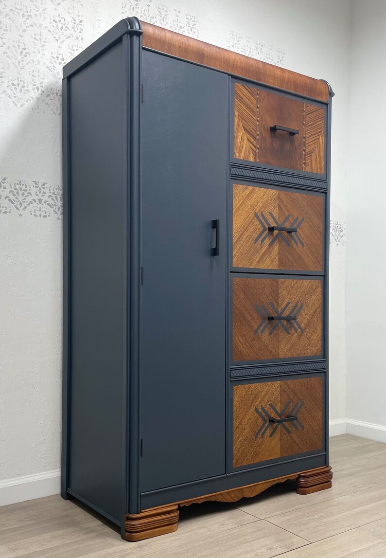 Soldgorgeous Vintage Art Deco Waterfall Armoire wardrobe-chifferobefree ...