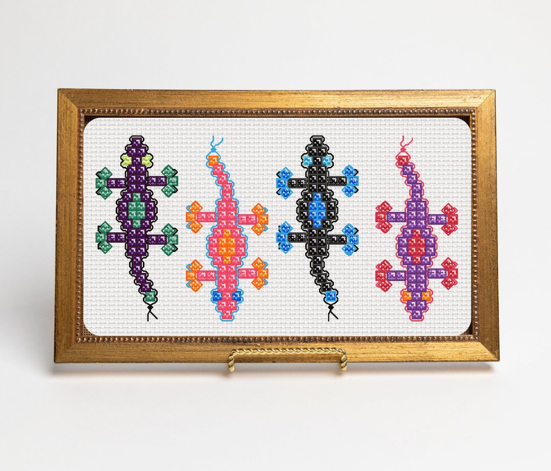 Pony Bead Lizard '00s - Cross Stitch Pattern - Etsy