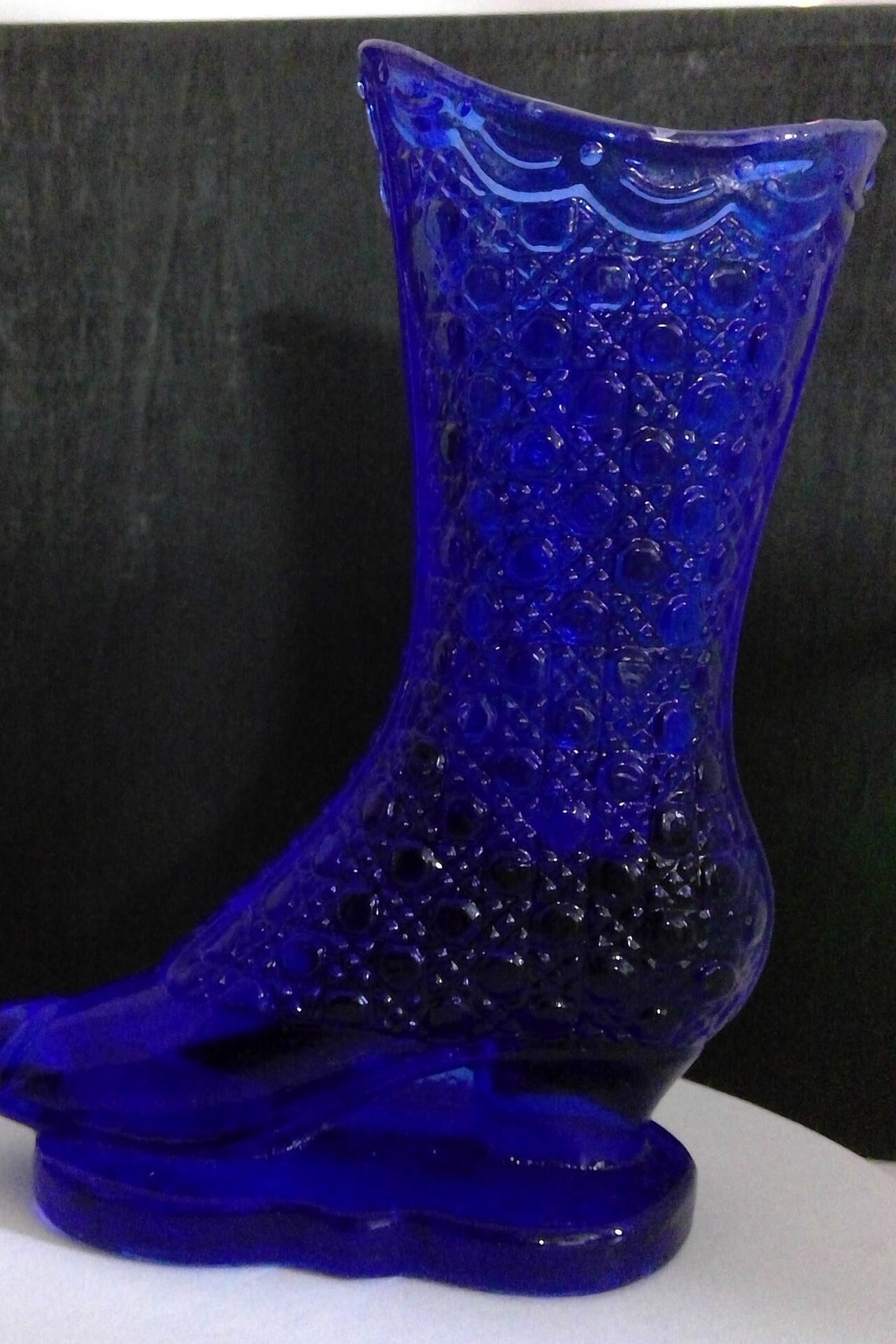 VM362L. Vintage Posey Banquet Cobalt Blue Gllass Boot - Etsy