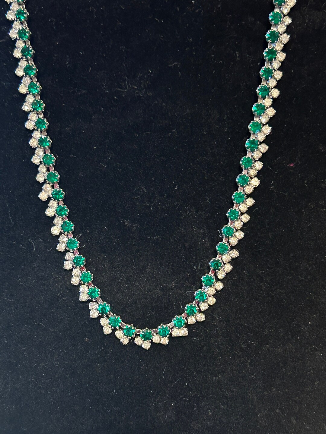 Emerald Green and White Double Row Necklace 16 - Etsy