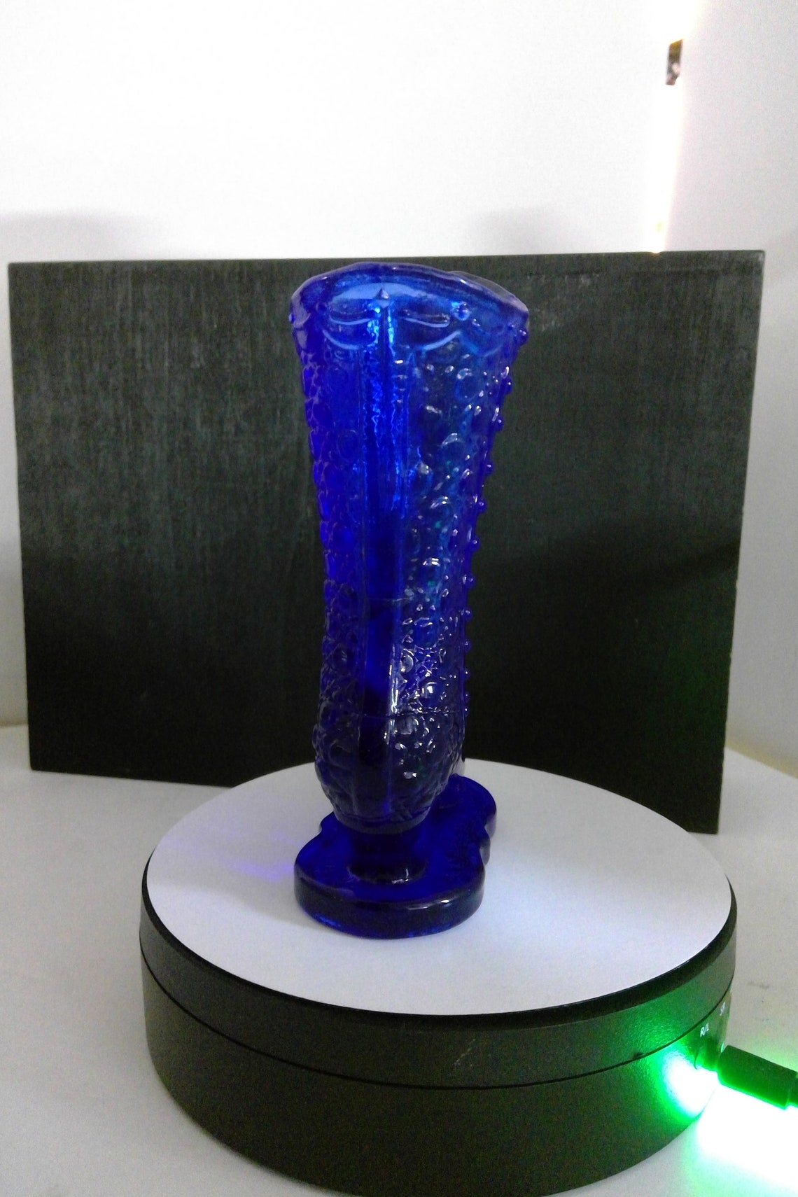 VM362L. Vintage Posey Banquet Cobalt Blue Gllass Boot - Etsy