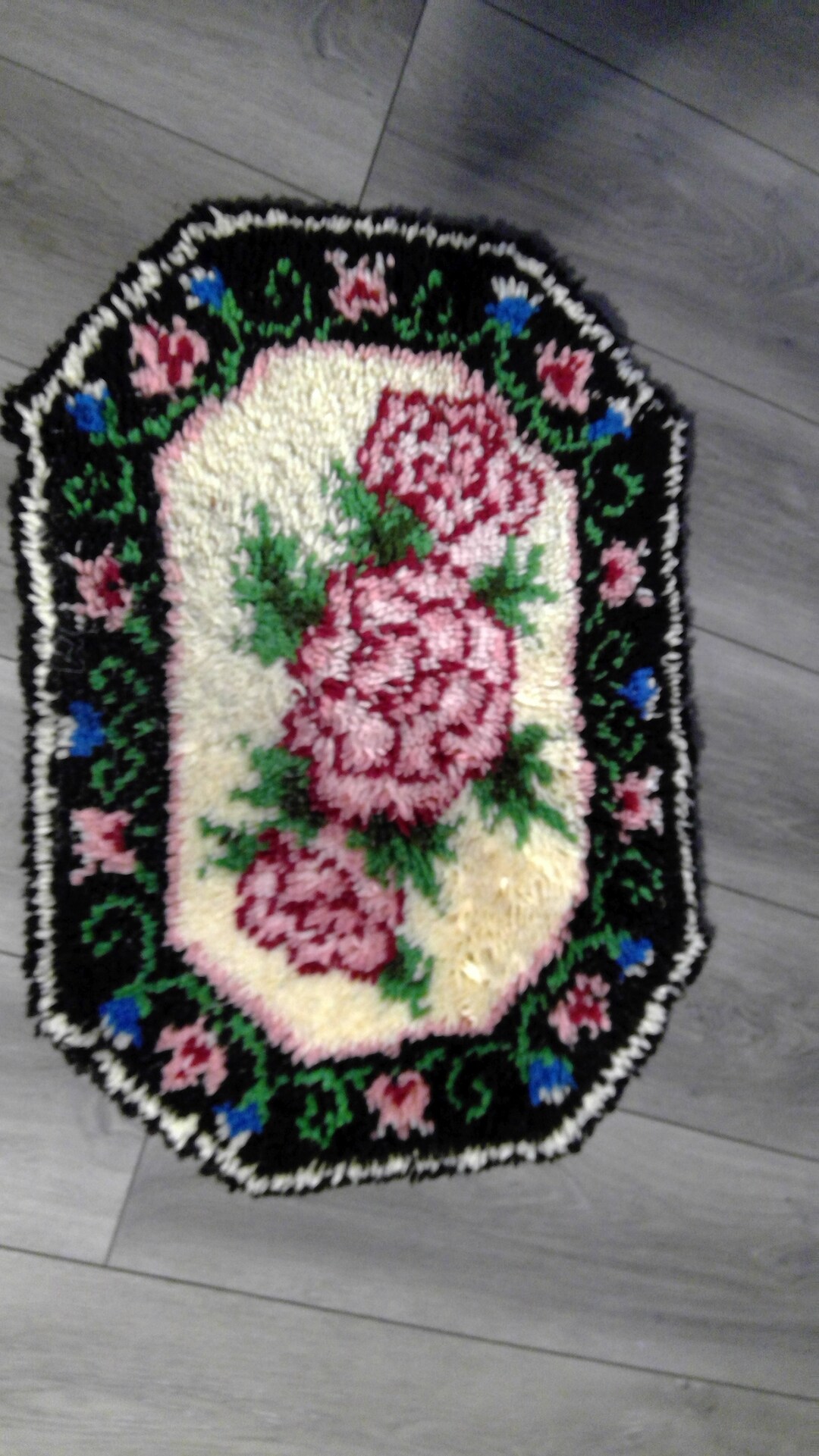 Vintage Hand Hooked Floral Throw Rug - Etsy