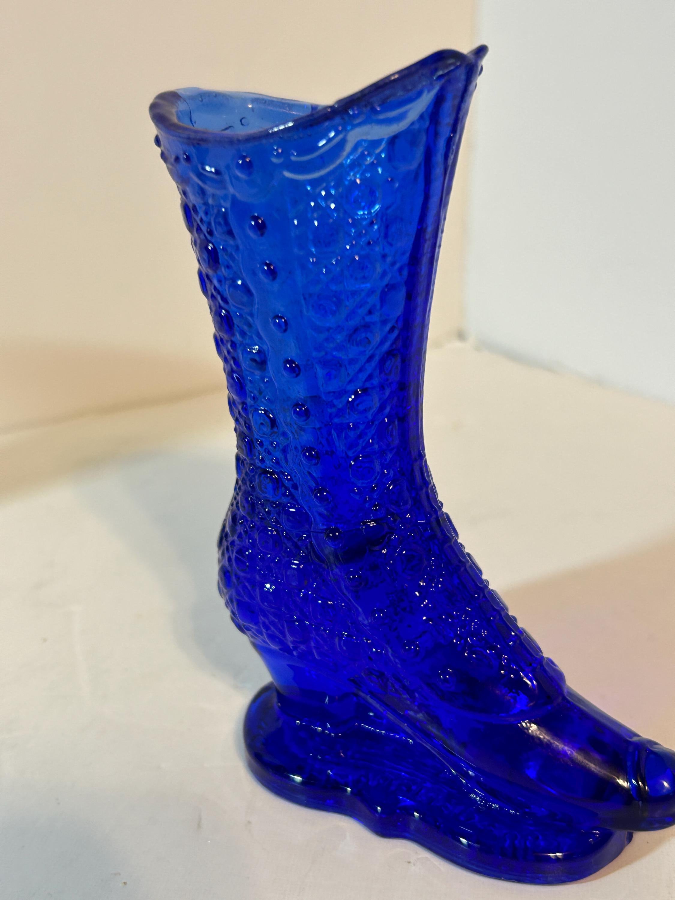 VM362L. Vintage Posey Banquet Cobalt Blue Gllass Boot - Etsy