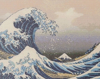 Hokusai Great Wave Cross Stitch Pattern, Japanese Art (PDF Pattern - Etsy