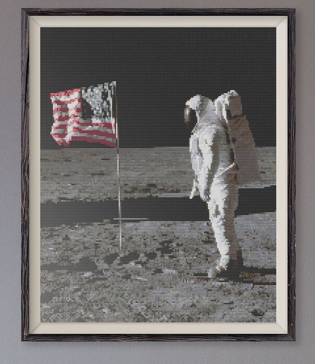 Buzz Aldrin Moon Landing Cross Stitch Pattern – Apollo 11 Photograph ...