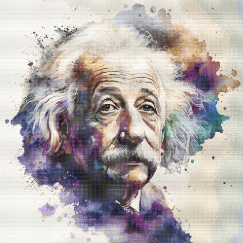 Albert Einstein in Watercolor Cross Stitch Pattern Famous - Etsy